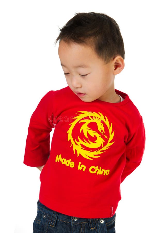 Shy Chinese boy stock image. Image of little, text, toddler - 17940961