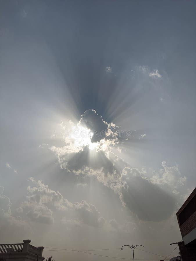 Blue Sky with Clouds and Sun Beams Editorial Image - Image of ...