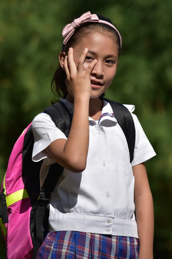 Shy Girl Student with Books Stock Image - Image of reluctant, school ...