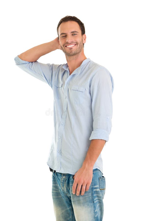 Handsome Man Touching His Hair Stock Photo - Image of model, handsome ...