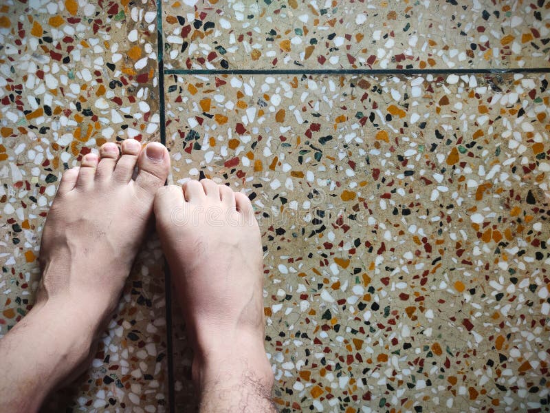 Human feet on floor stock image. Image of anxiety, morning - 185132965