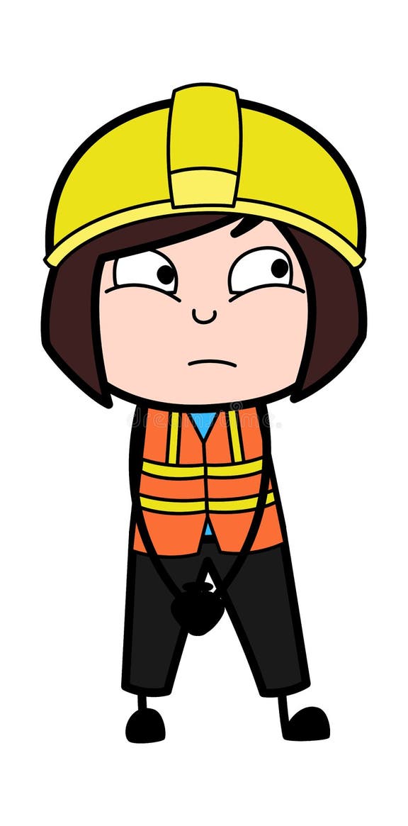 Shy Lady Engineer Cartoon stock illustration. Illustration of architect ...