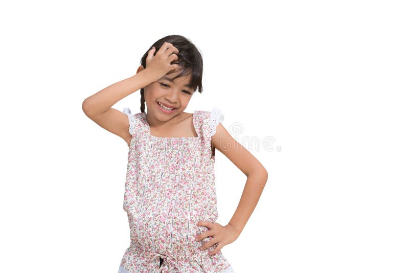 Shy little girl standing stock image. Image of copy, life - 25602145