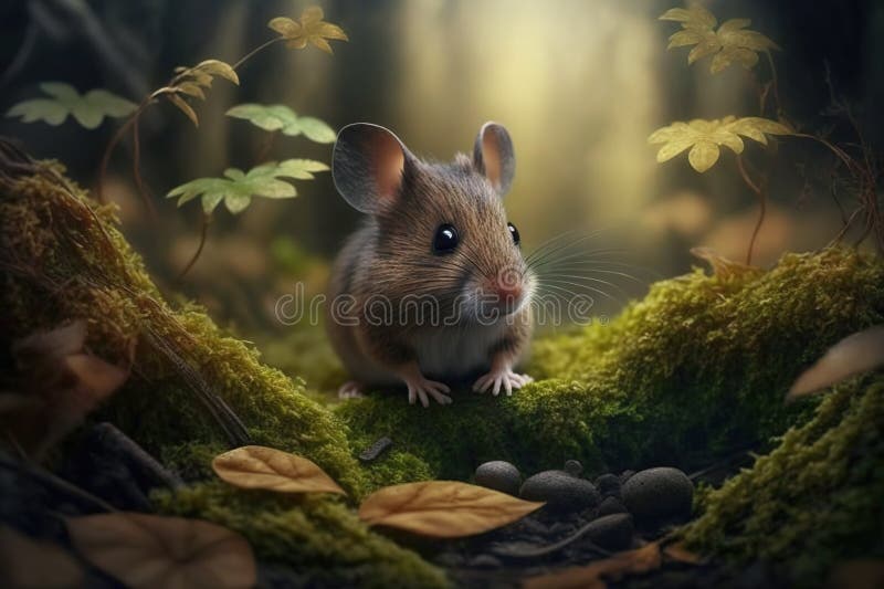 A Shy Little Mouse between the Trunks of a Forest. Ai Generated Stock ...