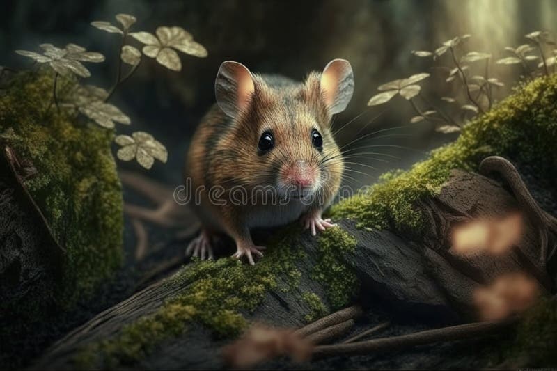 A Shy Little Mouse between the Trunks of a Forest. Ai Generated Stock ...
