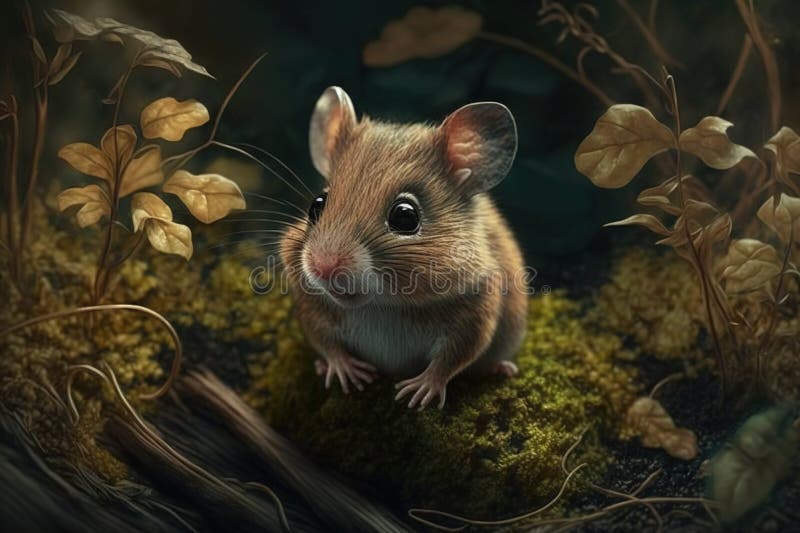 A Shy Little Mouse between the Trunks of a Forest. Ai Generated Stock ...