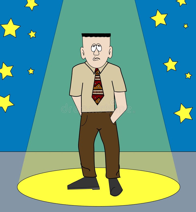 Shy man in spotlight stock vector. Illustration of bulb - 4589340