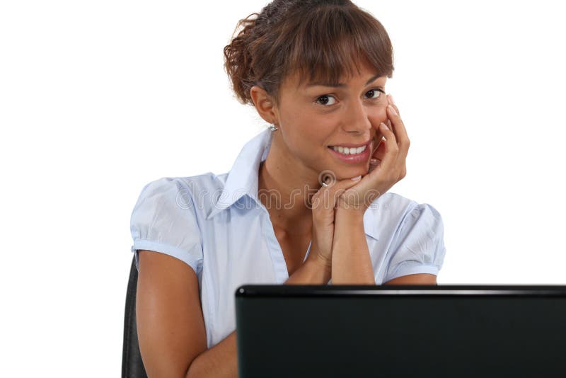 Shy secretary stock image. Image of professional, computer - 33675719