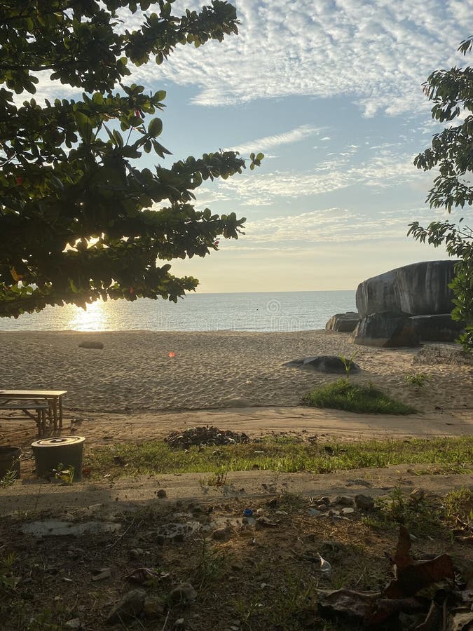 Shy Sun and Quiet Waves stock image. Image of sand, sunset - 303024007