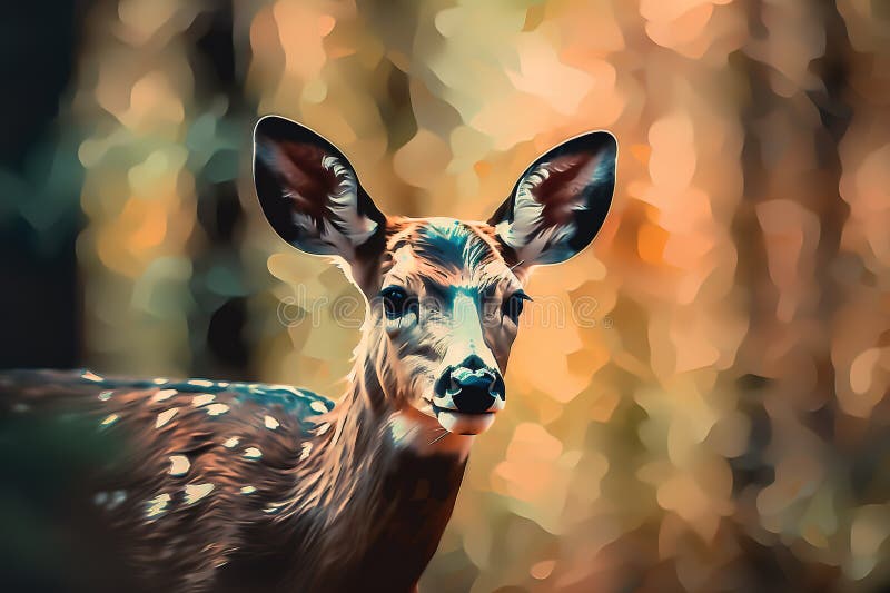 A Shy and Timid Deer in the Woods. Generative AI Stock Illustration ...