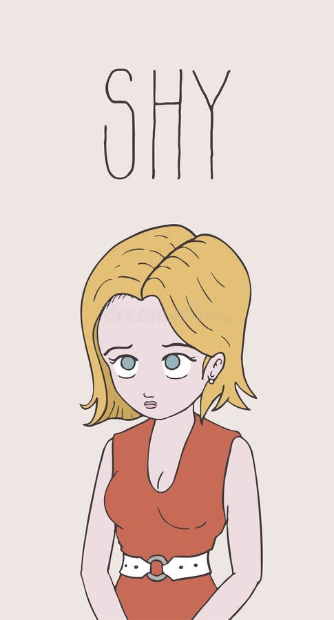 Shy woman draw stock vector. Illustration of cute, female - 292579997