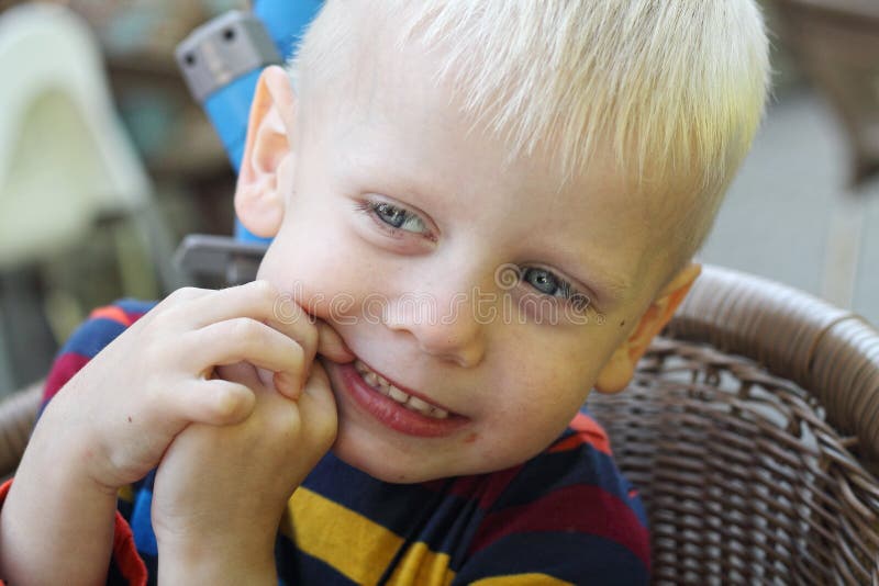 ShyBoy stock image. Image of children, cool, chairn, innocence - 69122999