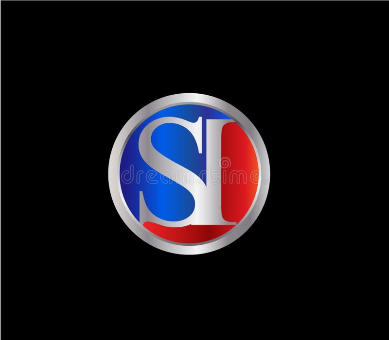 SI Initial Circle Shape Silver Red Blue Color Later Logo Des Stock ...