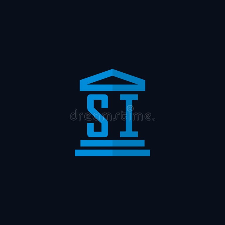 SI Initial Logo Monogram with Simple Courthouse Building Icon Design ...