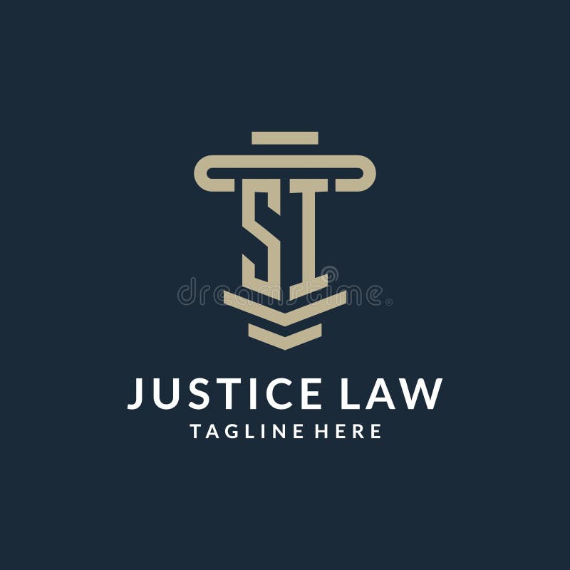 SI Initial Logo Monogram with Simple Luxury Pillar Line Vector Design ...