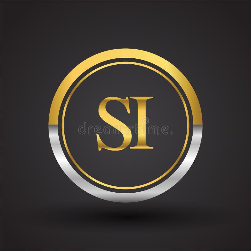SI Letter Logo in a Circle, Gold and Silver Colored. Vector Design ...