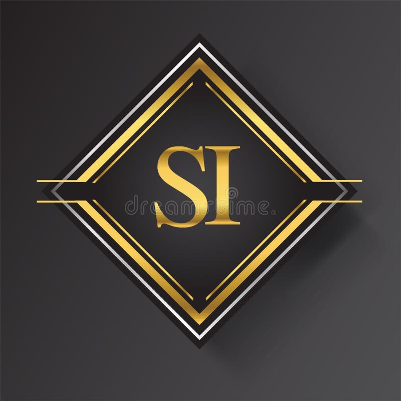 SI Letter Logo in a Square Shape Gold and Silver Colored Geometric ...