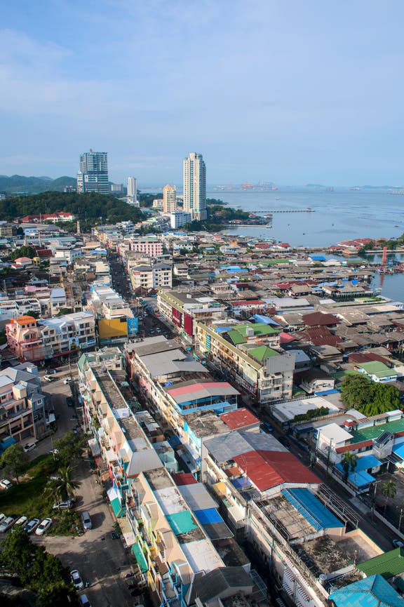 Si Racha, Chonburi , Thailand :18 October2024 Cityscape Portrait View ...