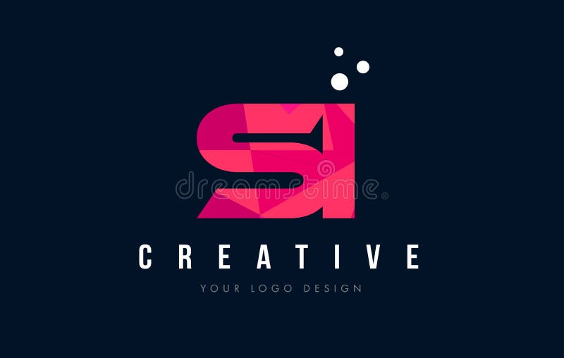 SI S I Letter Logo with Purple Low Poly Pink Triangles Concept Stock ...
