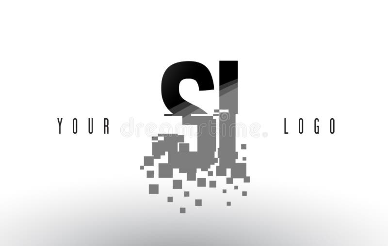 SI S I Pixel Letter Logo with Digital Shattered Black Squares Stock ...