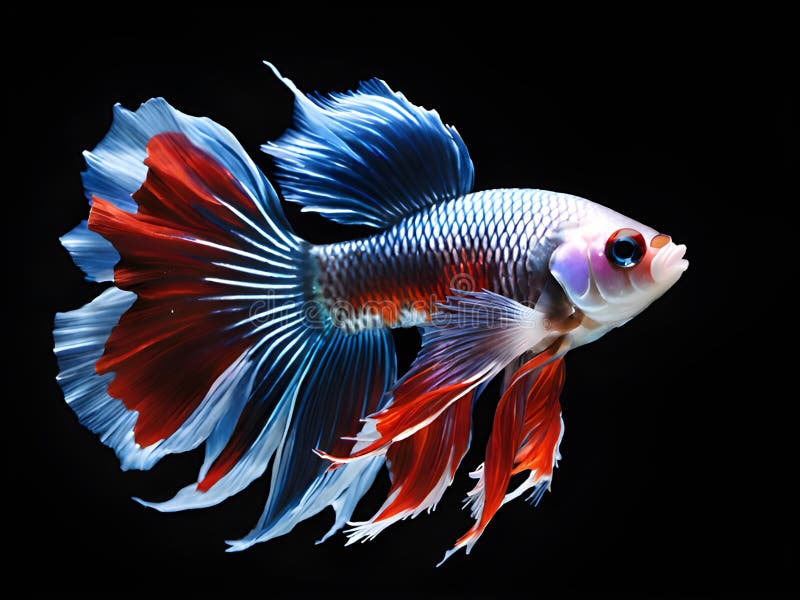 A Siam Fish with a Red, White and Blue Tail Stock Illustration ...