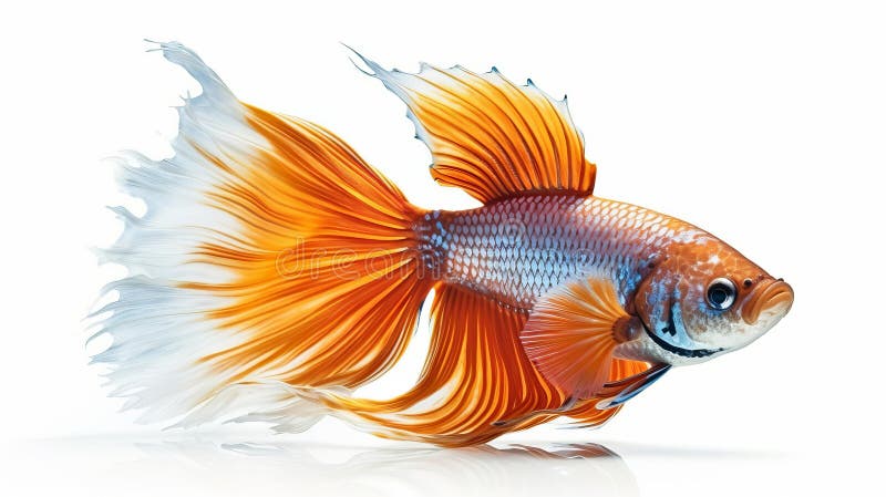 Siamese Betta Fish with a Beautiful Tail on a White Background ...