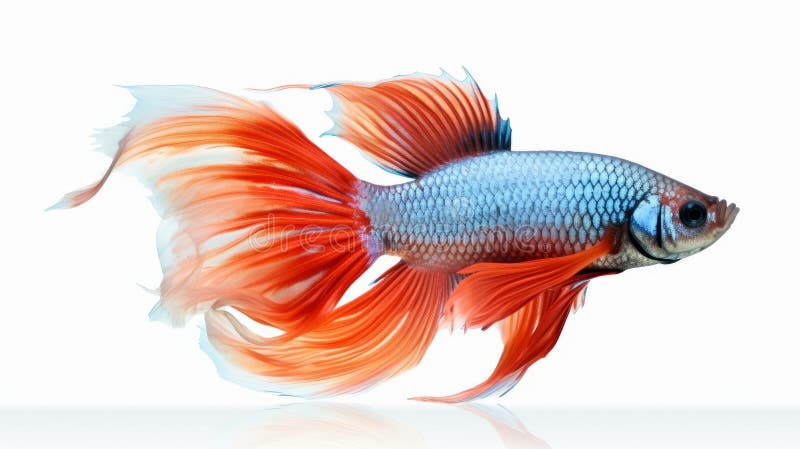 Siamese Betta Fish with a Beautiful Tail on a White Background ...