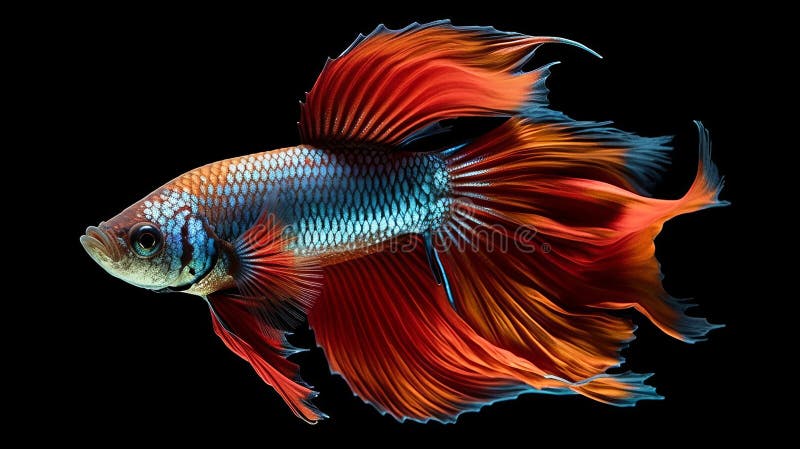 Siamese Betta Fish with a Beautiful Tail on a White Background ...