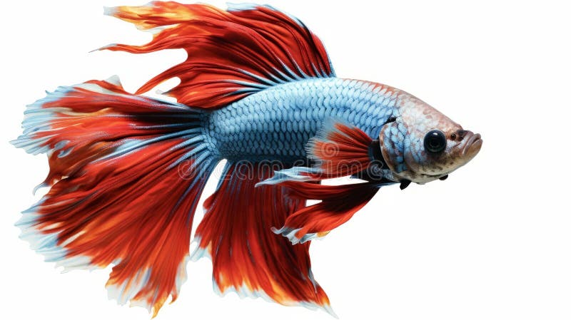 Siamese Betta Fish with a Beautiful Tail on a White Background ...