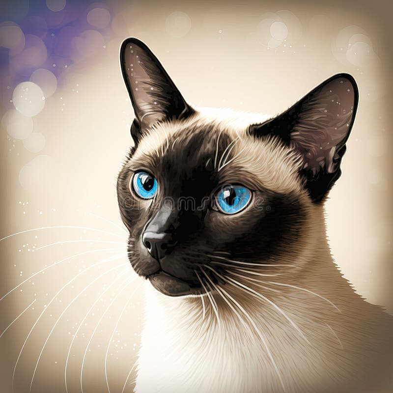 A Siamese Cat with Blue Eyes is Shown in this Artistic Painting Style ... A Siamese Cat with Blue Eyes is Shown in this Artistic Painting Style ...
