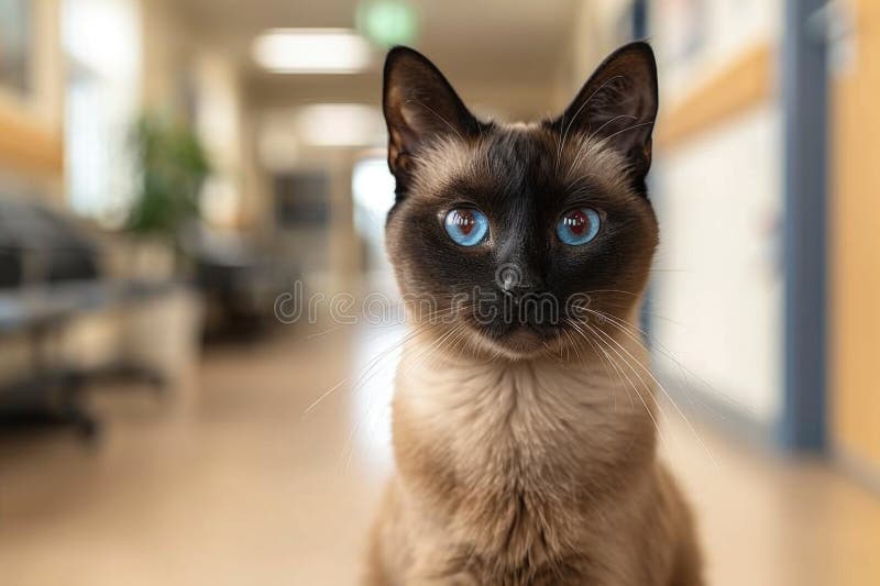 Siamese Cat with Deep Blue Eyes Curiously Exploring a Vet S Office ...