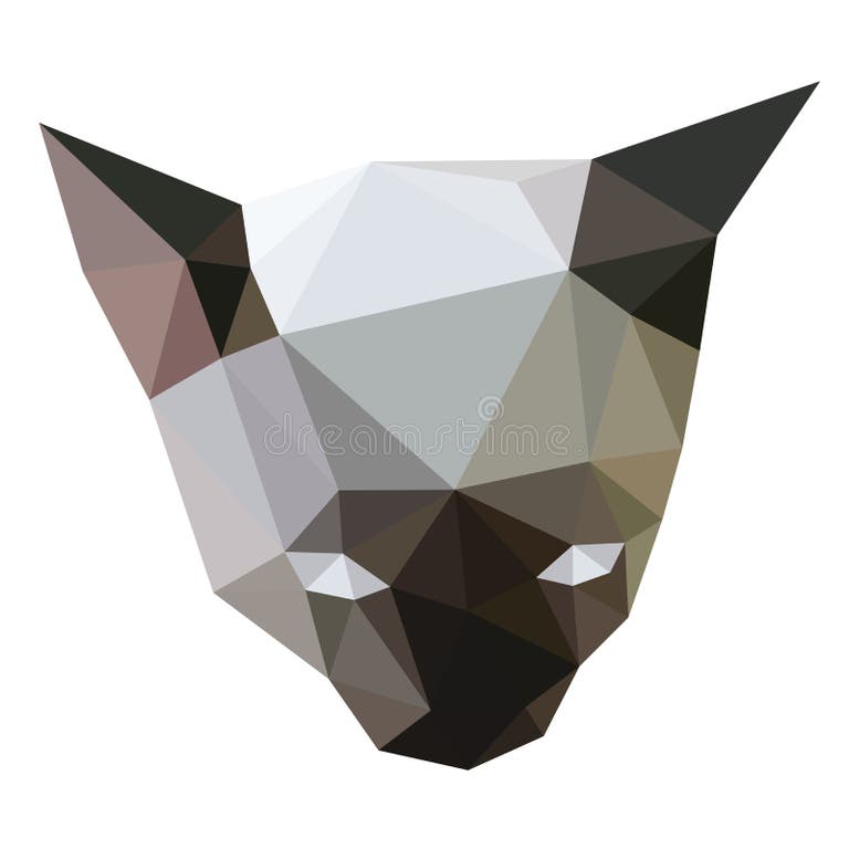 Siamese Cat Face Low Polygon Vector. Stock Vector - Illustration of ...