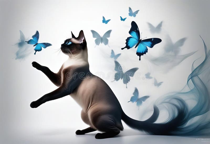 A Siamese Cat S Artistic Adventure in Airbrushed Gradients Stock ...