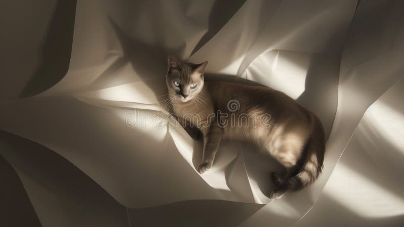 Siamese Cat on Satin stock illustration. Illustration of warmth - 313458182