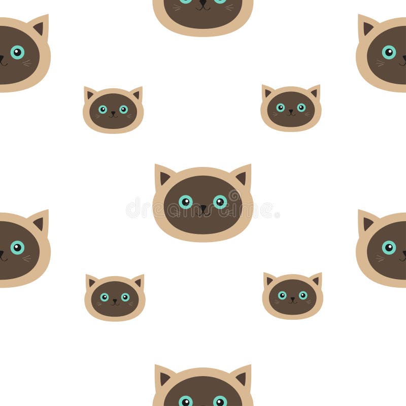 Siamese Cat Seamless Pattern Flat Design Style. Cute Cartoon Character ... Siamese Cat Seamless Pattern Flat Design Style. Cute Cartoon Character ...