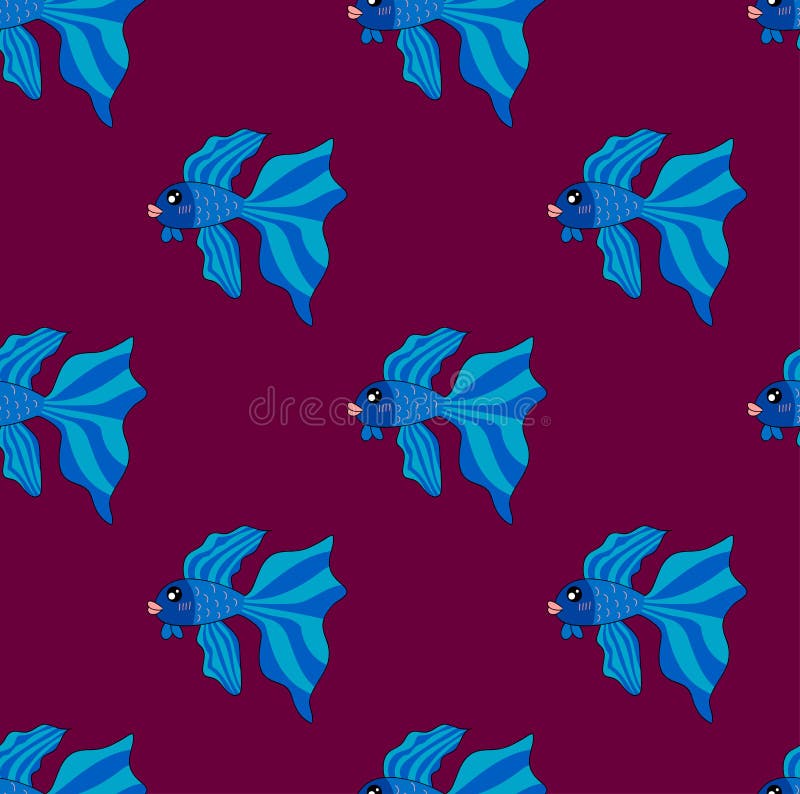 Siamese Fighting Fish on Purple Background. Vector Illustration. Stock Vector - Illustration of ...