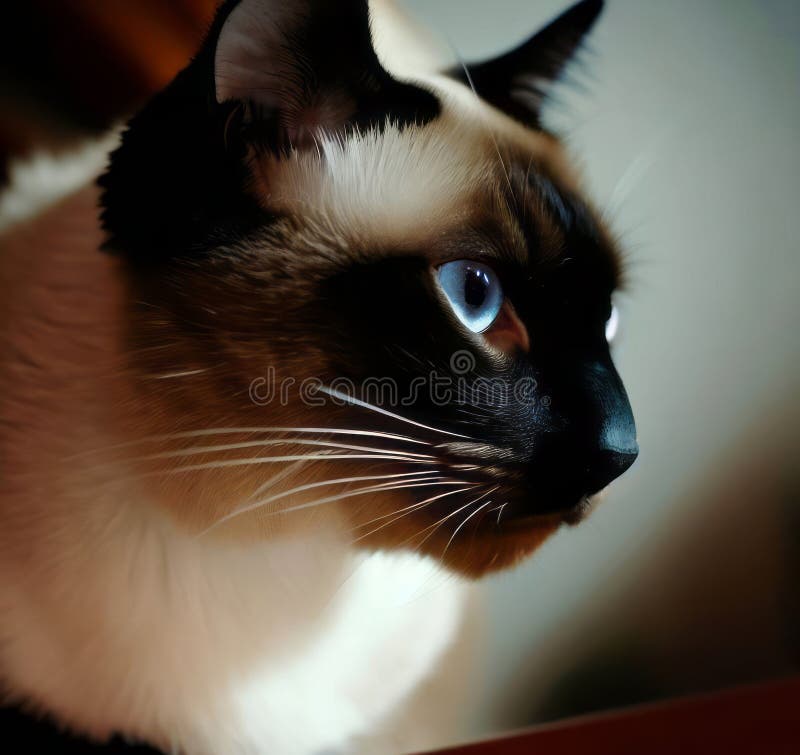 Siamese Profile: Elegant Cat in Thoughtful Pose Stock Illustration ...
