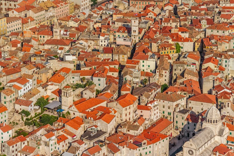 Sibenik old town aerial stock photo. Image of colorful - 27852462