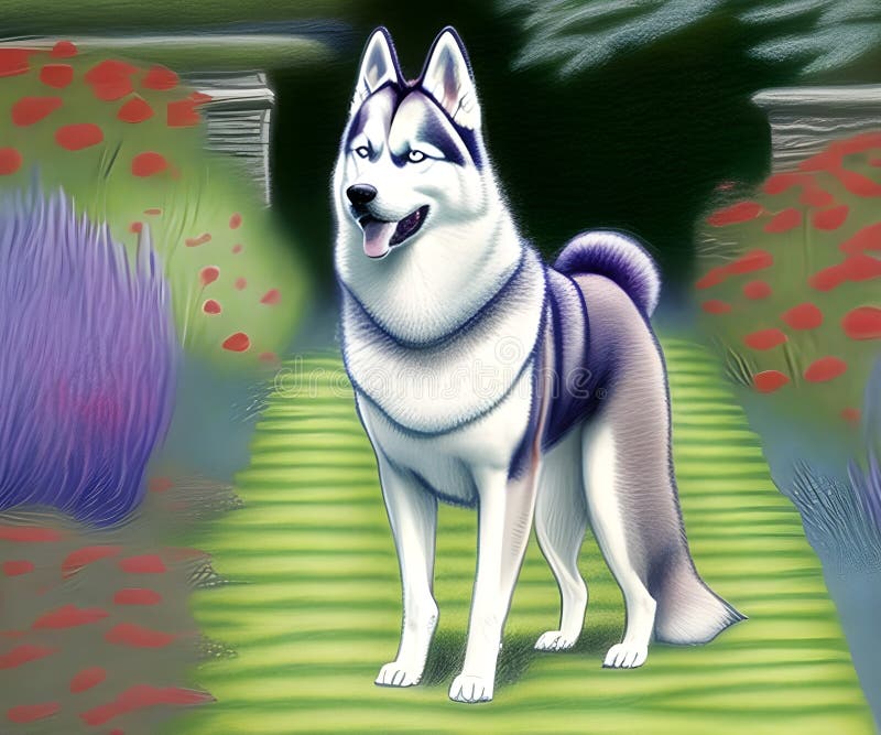 Siberian Husky Dog, Generative AI Illustration Stock Illustration ...