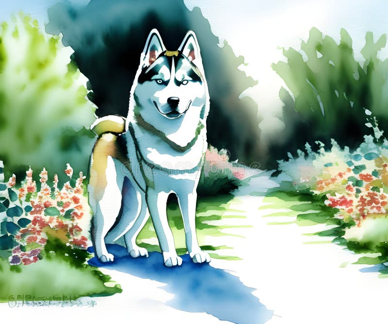 Siberian Husky Dog, Generative AI Illustration Stock Illustration ...