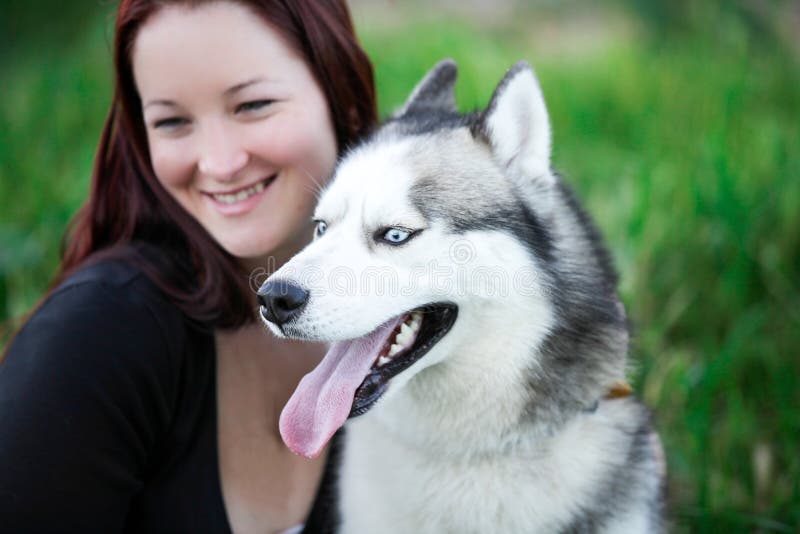 Siberian Husky Dog Outdoors and a Girl Stock Photo - Image of jeans ...