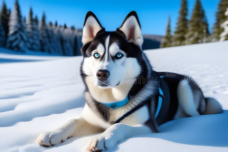 Siberian Husky Dog in Snow. Generative AI Stock Illustration ...