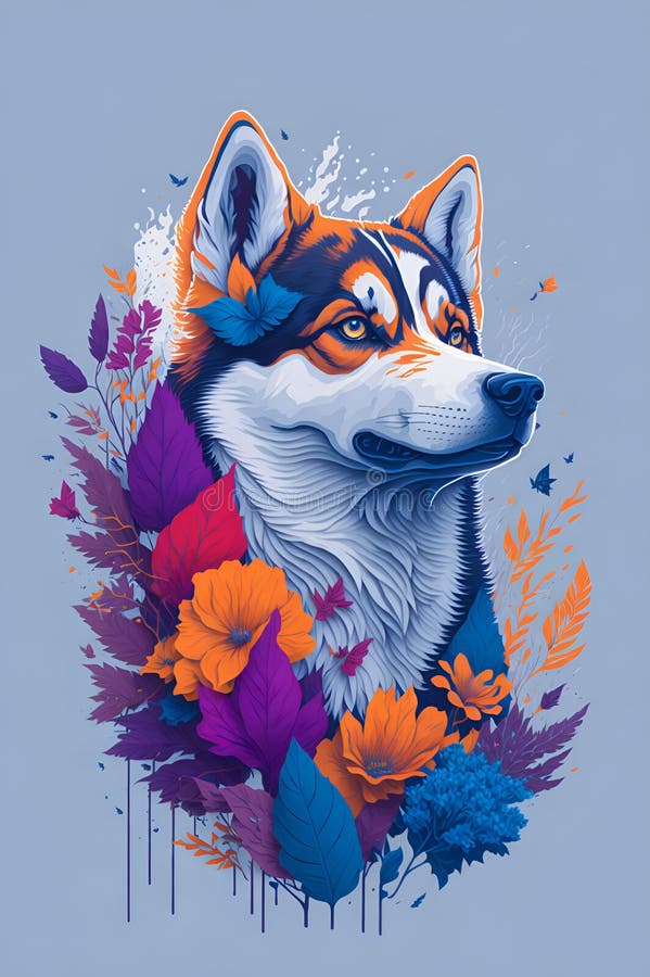 Siberian Husky Face in Designed for Art and Painting. Stock ...