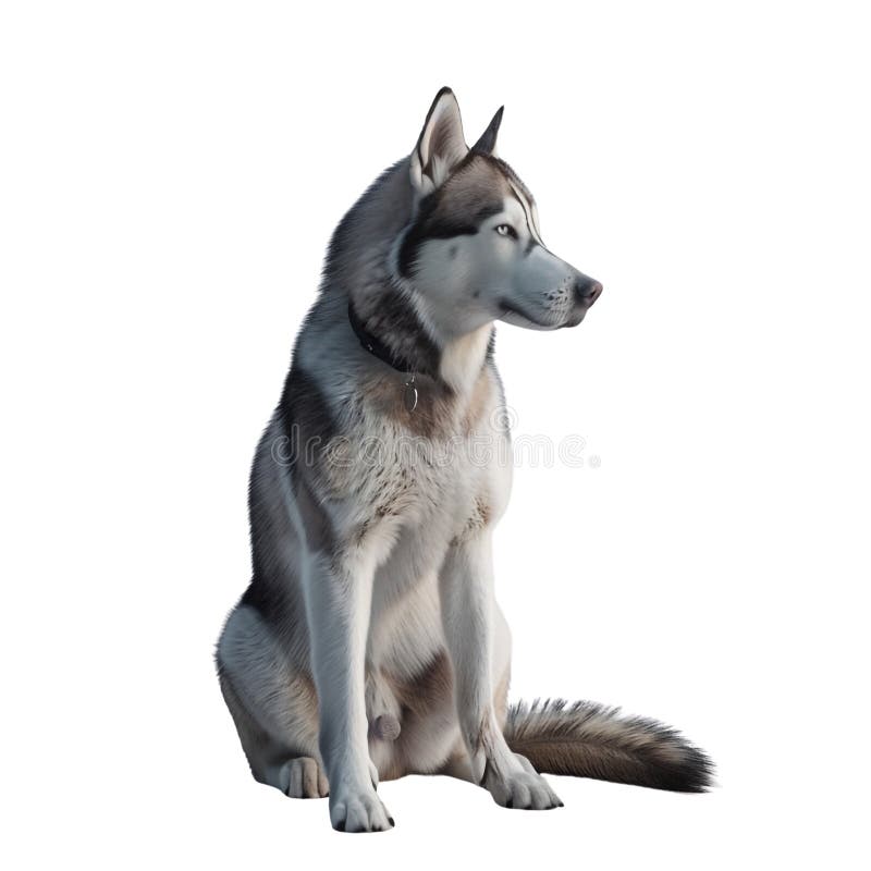 Siberian Husky Sitting on White Background Stock Image - Illustration ...