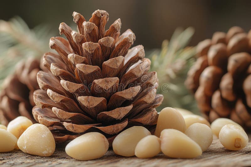 A Siberian Pine Cone with Pine Nuts Stock Illustration - Illustration ...