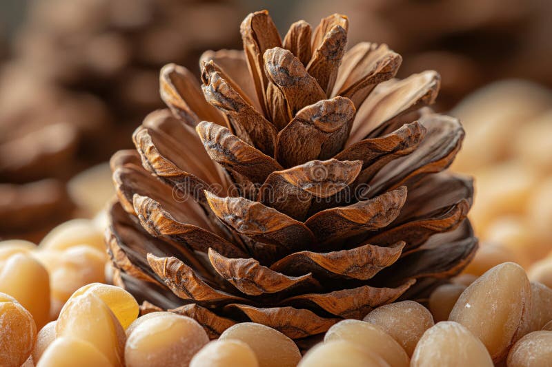 A Siberian Pine Cone with Pine Nuts Stock Illustration - Illustration ...