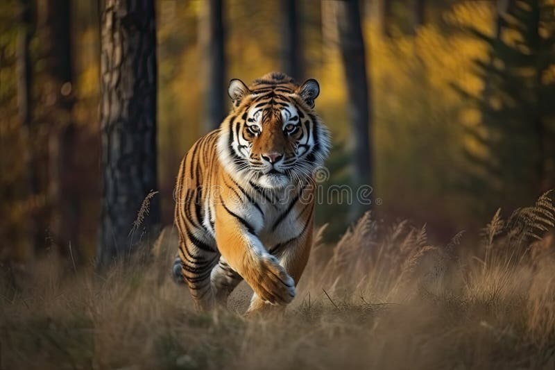 Siberian Tiger Running. Beautiful, Dynamic Stock Image - Image of prey ...