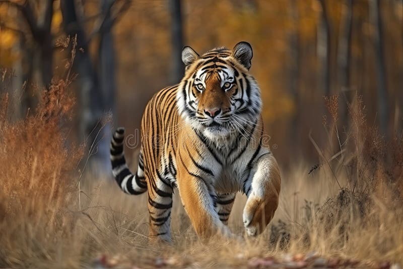 Siberian Tiger Running. Beautiful, Dynamic Stock Illustration ...