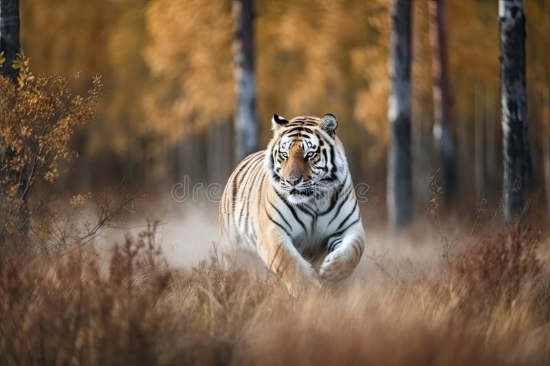 Siberian Tiger Running. Beautiful, Dynamic Stock Illustration ...