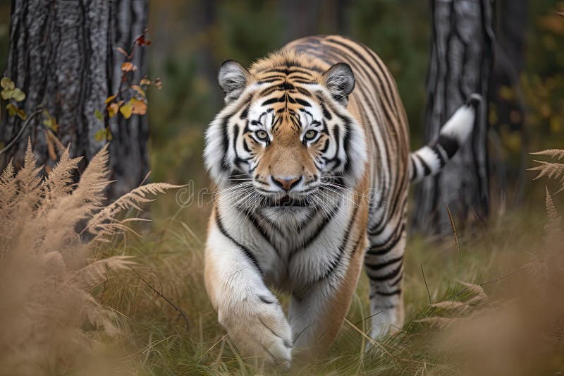 Siberian Tiger Running. Beautiful, Dynamic Stock Illustration ...